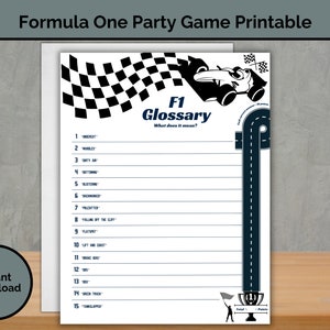 Formula 1 Party Game ~ F1 Glossary Game ~ Printable Digital Download - Etsy