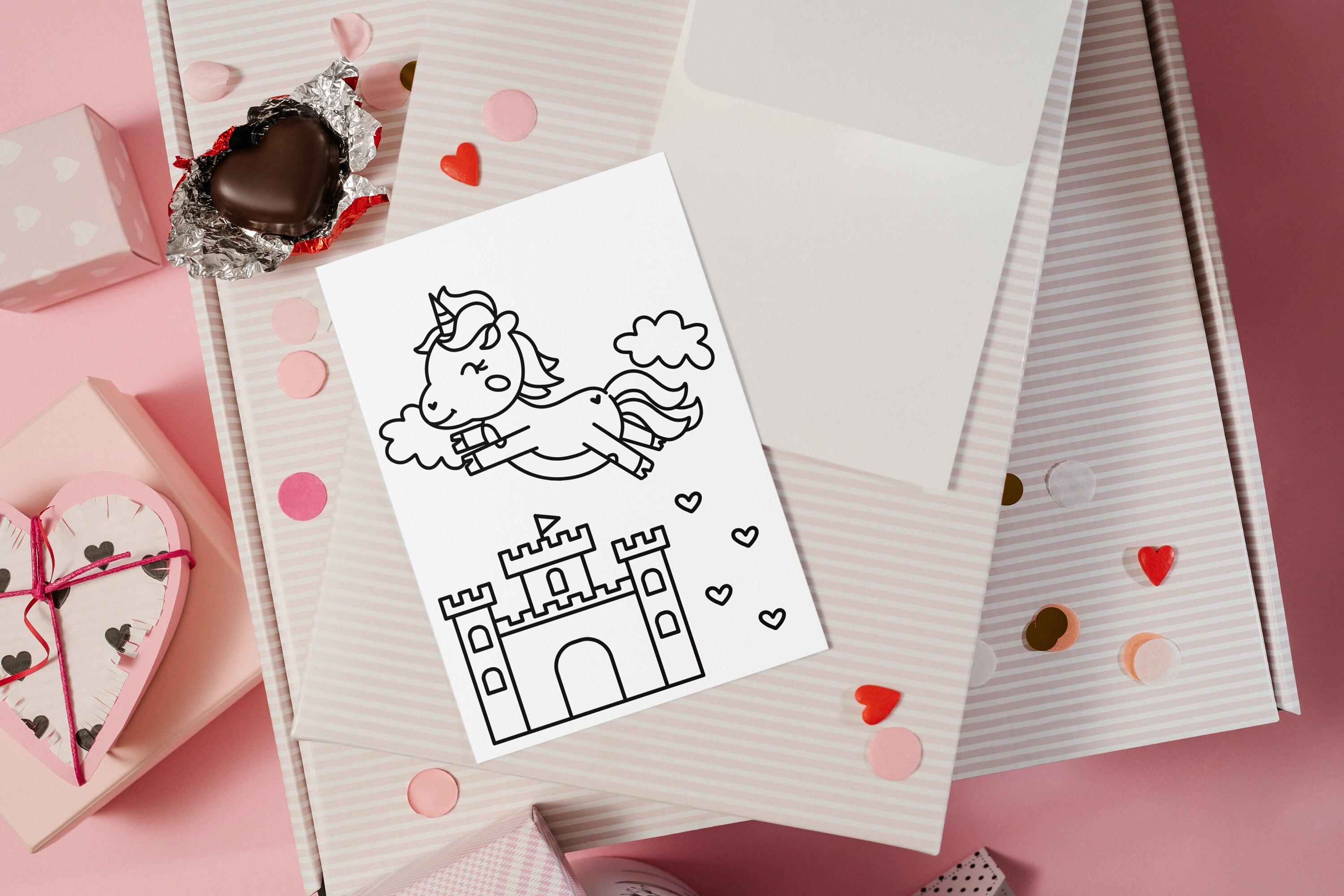Unicorn Valentine's Day Coloring Cards Printable Digital Download 4 ...