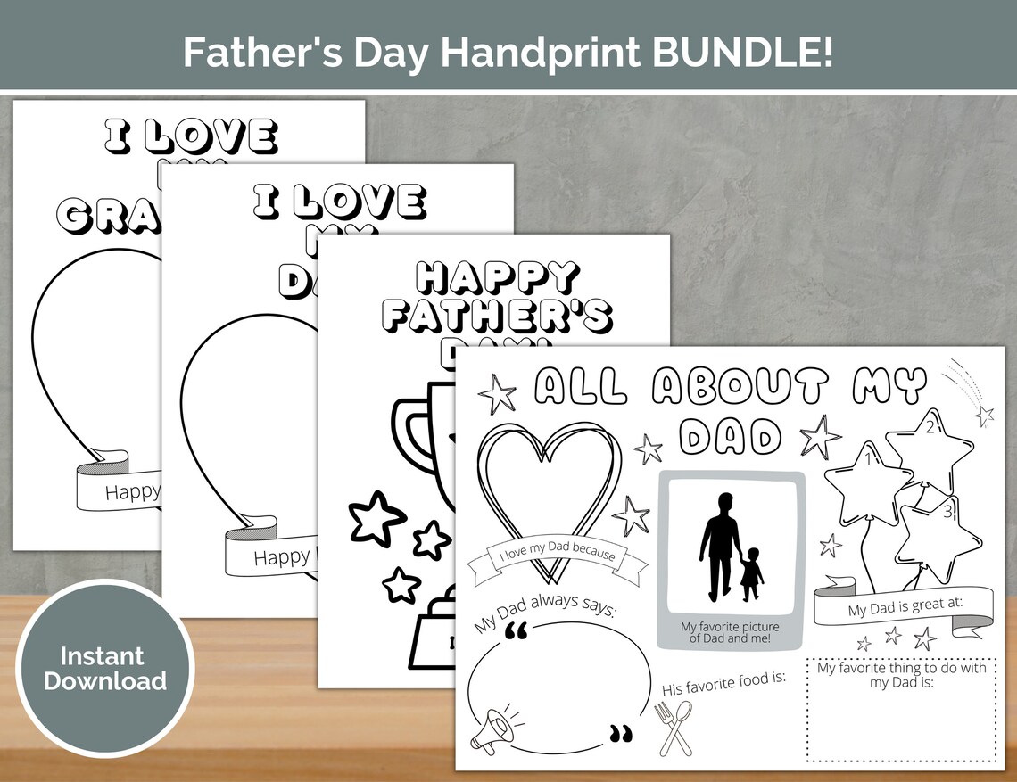 Father's Day Bundle Handprint Coloring Pages All About Dad BONUS Gift ...