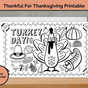 Thanksgiving Coloring Placemats ~ Printable Digital Download ~ 6 ...