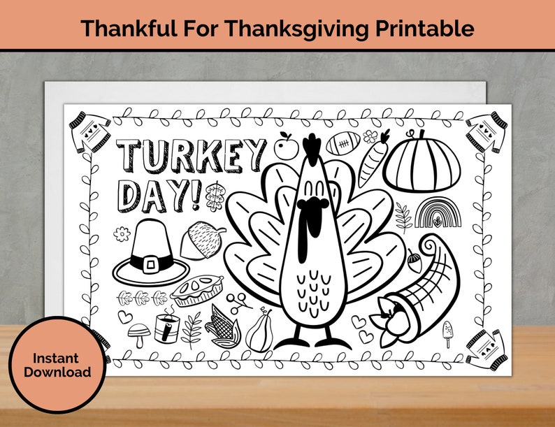 Thanksgiving Coloring Placemats ~ Printable Digital Download ~ 6 ...