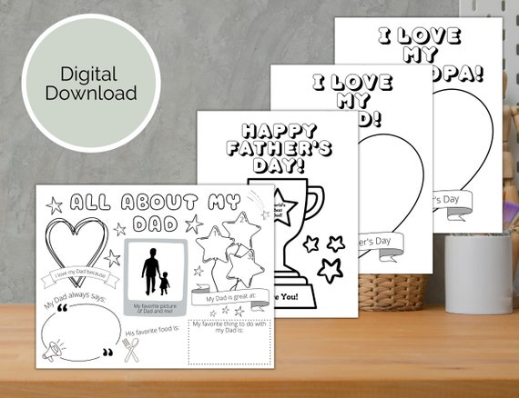 Father's Day Bundle Handprint Coloring Pages All About - Etsy