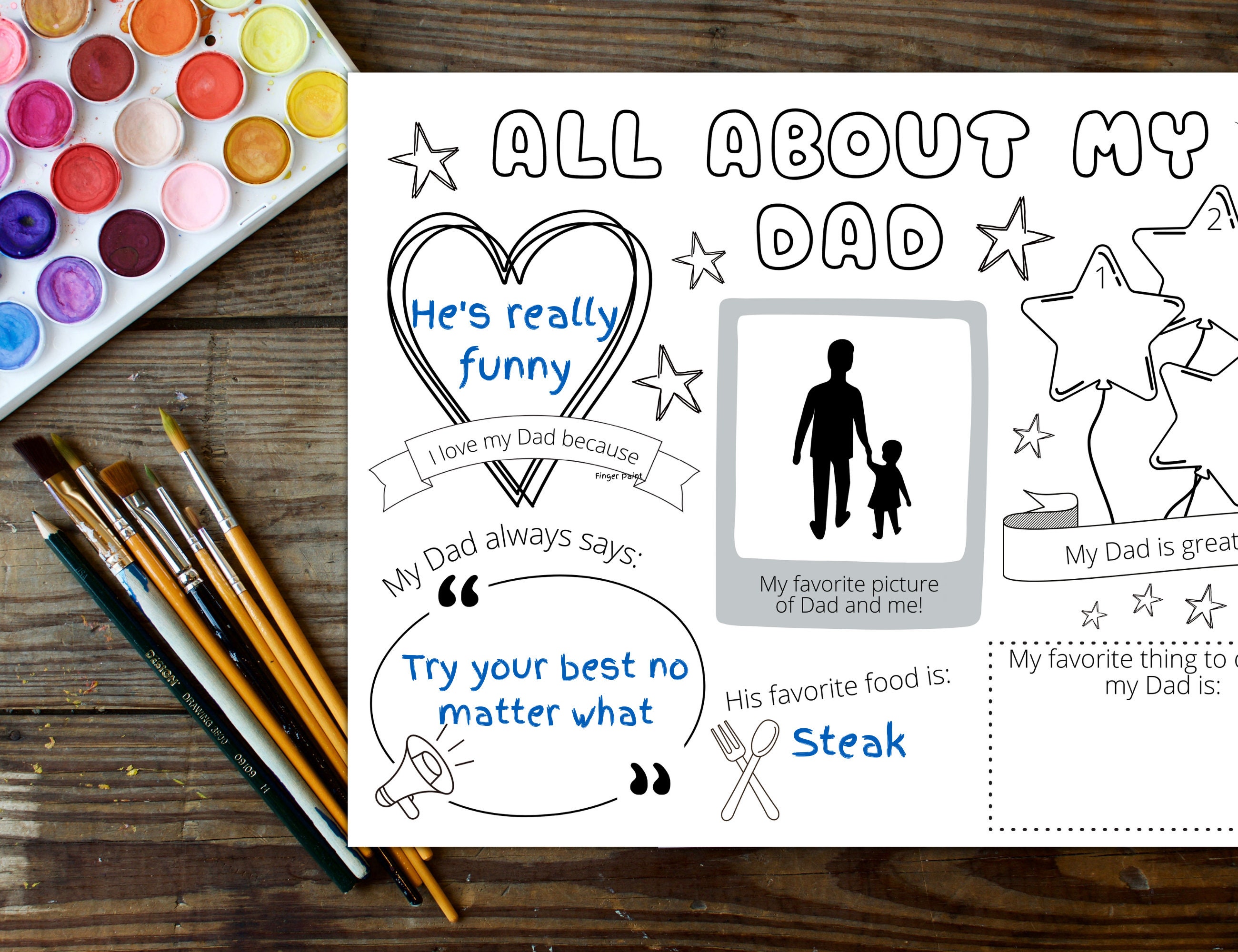 Father's Day Bundle Handprint Coloring Pages All About Dad BONUS Gift ...