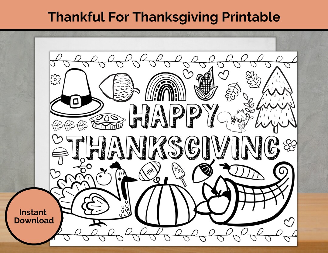 Thanksgiving Coloring Placemats ~ Printable Digital Download ~ 6 ...