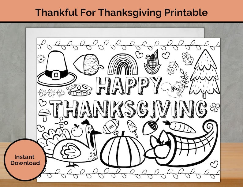 Thanksgiving Coloring Placemats ~ Printable Digital Download ~ 6 ...