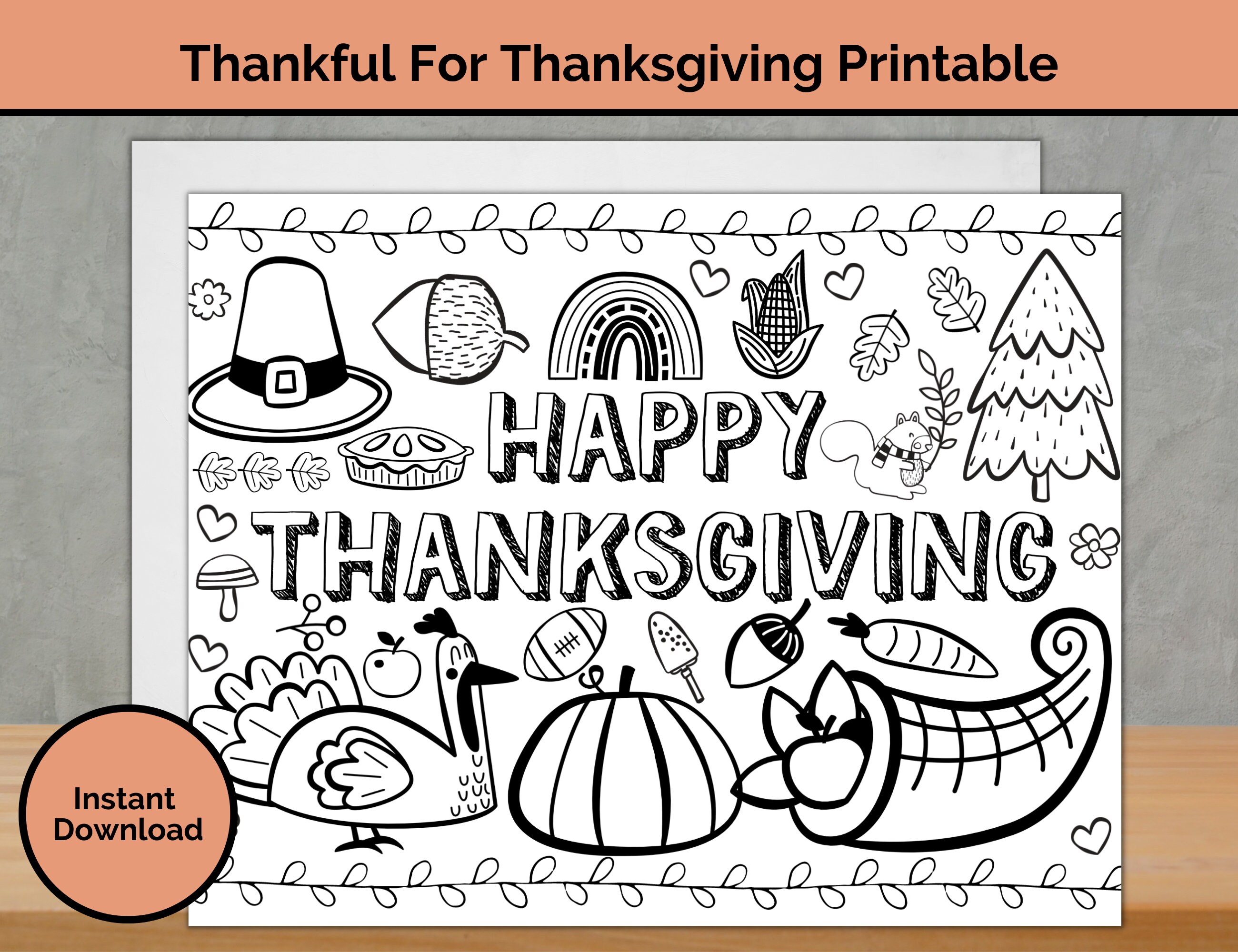Thanksgiving Coloring Placemats ~ Printable Digital Download ~ 6 ...