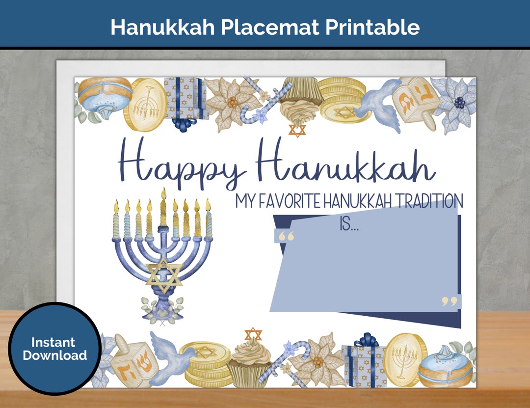 Hanukkah Activity Placemats ~ Printable Digital Download ~ 2 Designs ...
