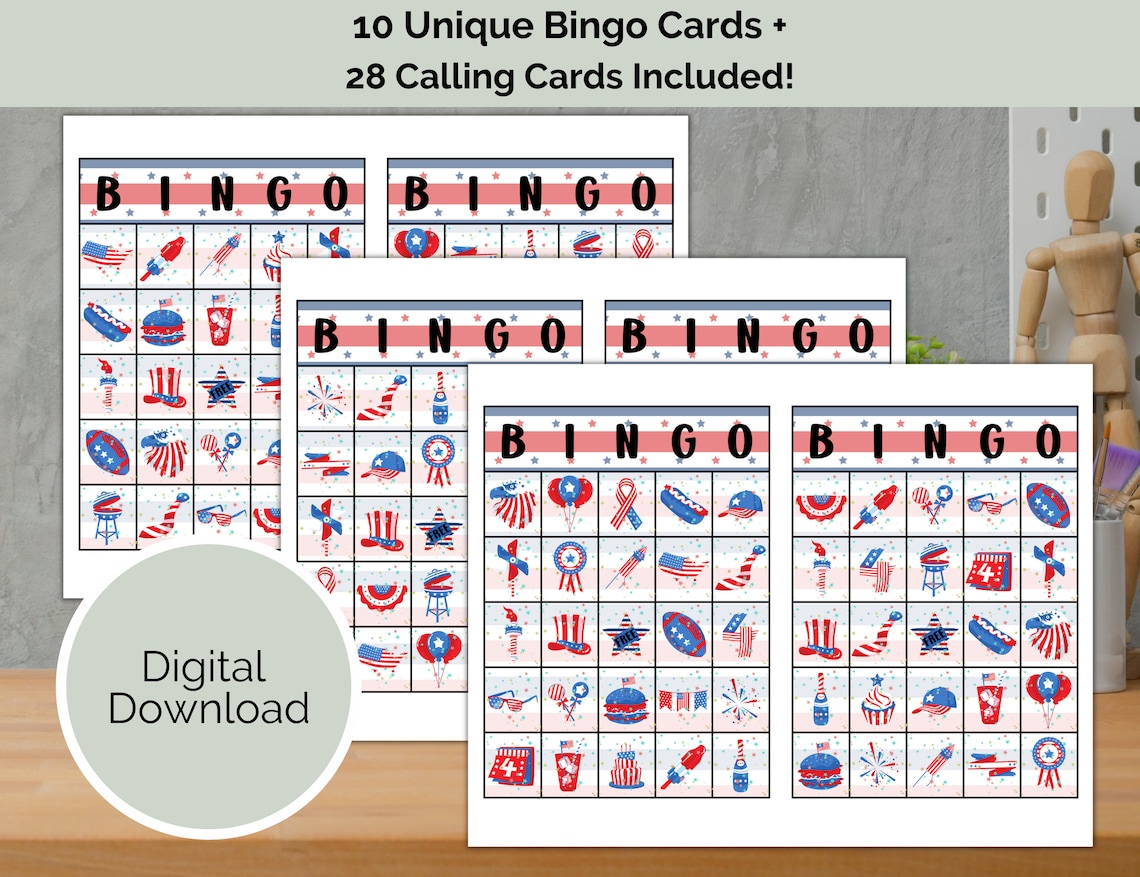July 4th Bingo Cards Independence Day Game Printable - Etsy