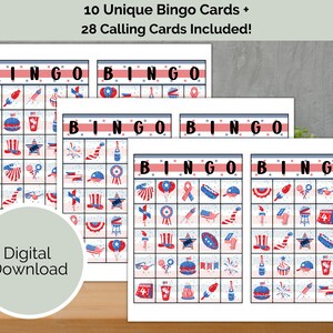 July 4th Bingo Cards Independence Day Game Printable - Etsy