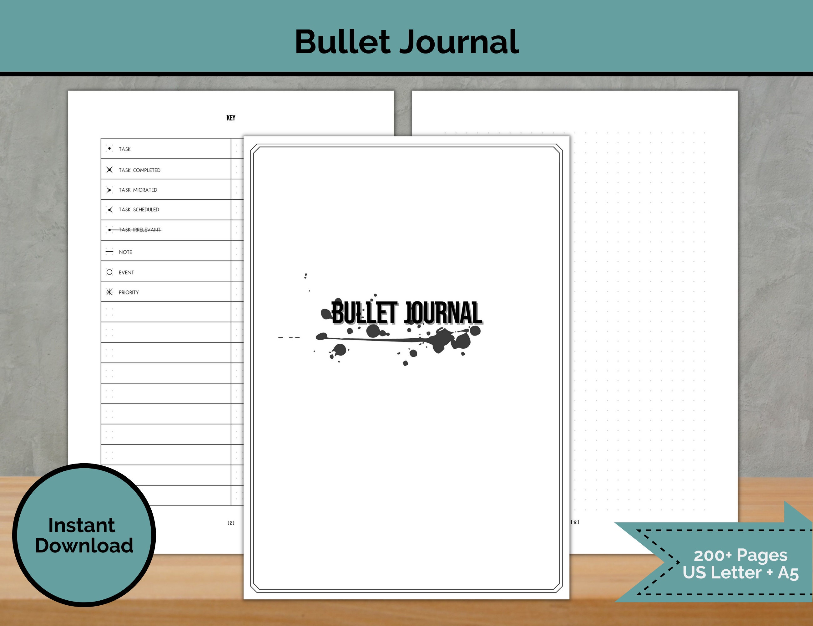 Bullet Journal A5 and US Letter Printable Digital Download - Etsy
