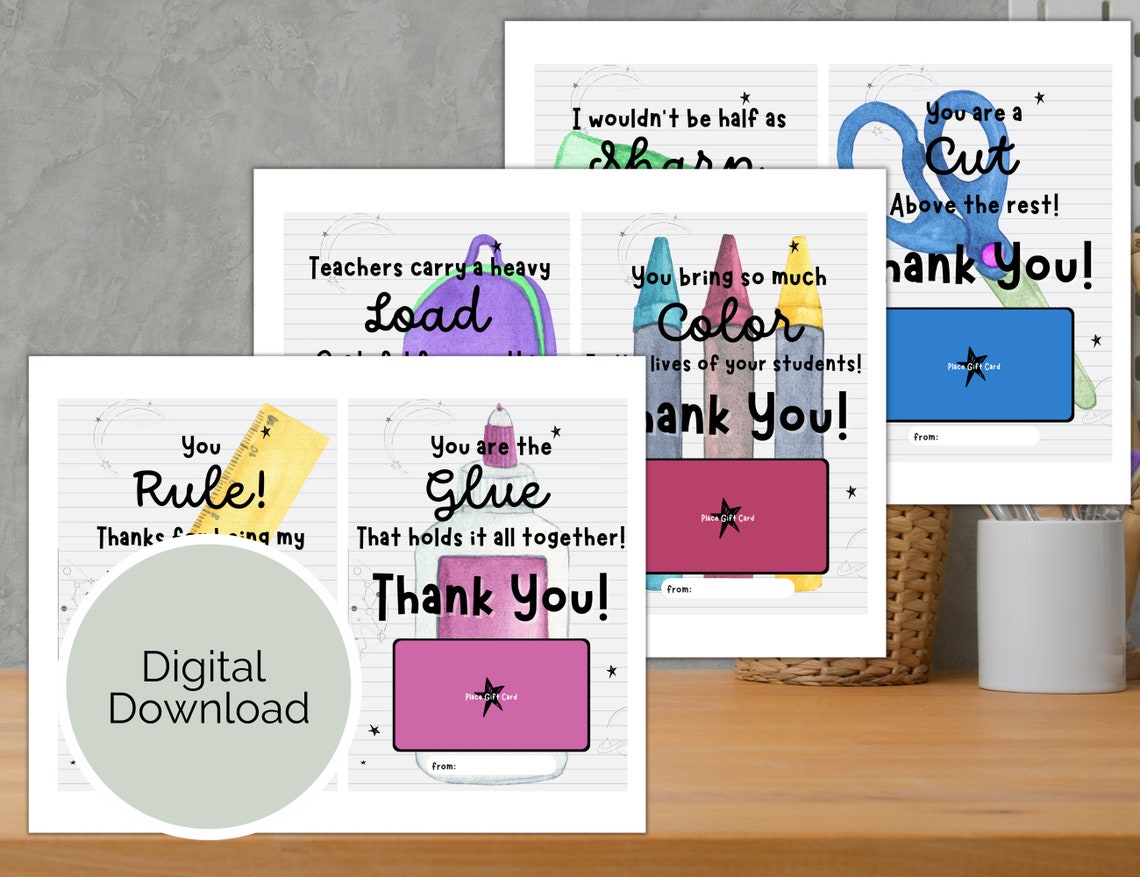 Teacher Appreciation Week Gift Card Holders Printable - Etsy