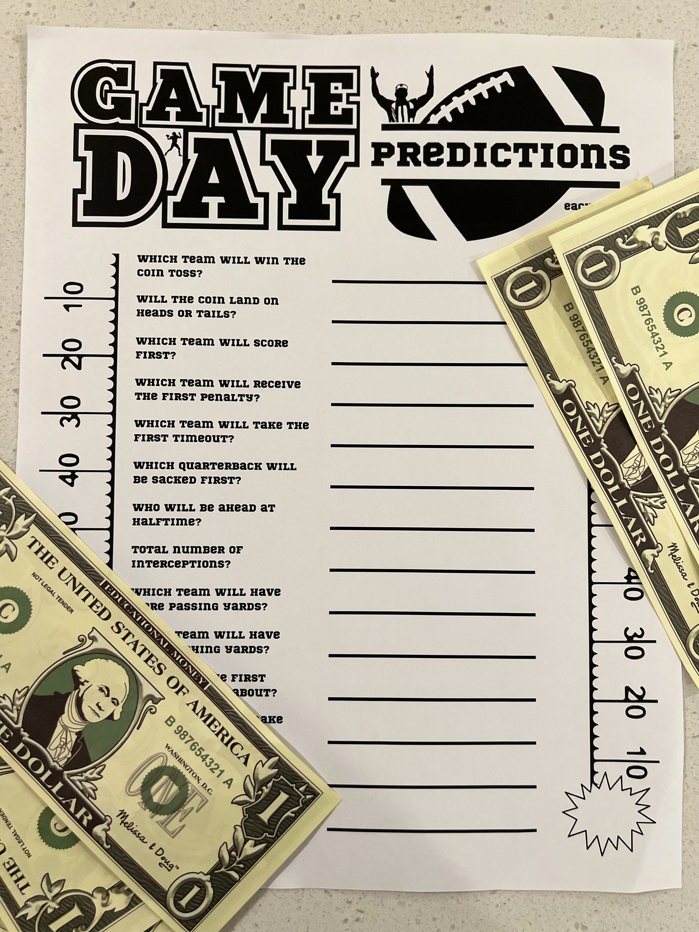 Super Bowl Predictions Game ~ Football Party Games ~ Printable Digital ...