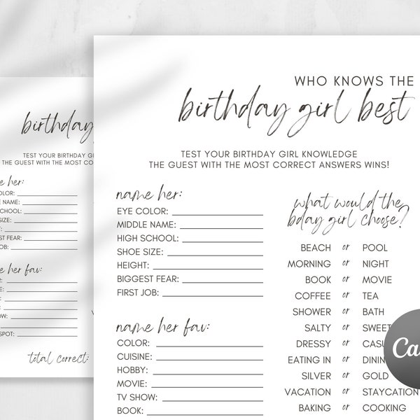 Birthday Girl Questionnaire Printable - Etsy