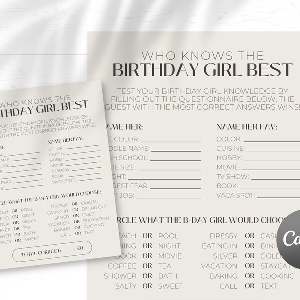 Birthday Girl Questionnaire Printable - Etsy