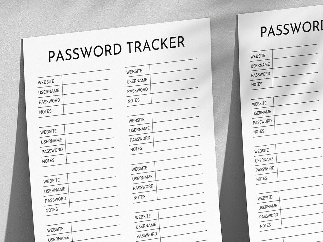 Password Tracker Password Log Instant PDF Download Printable - Etsy