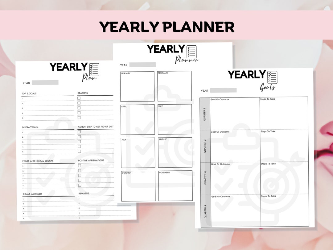 Yearly Planner, Printable Planner, Instant Download - Etsy