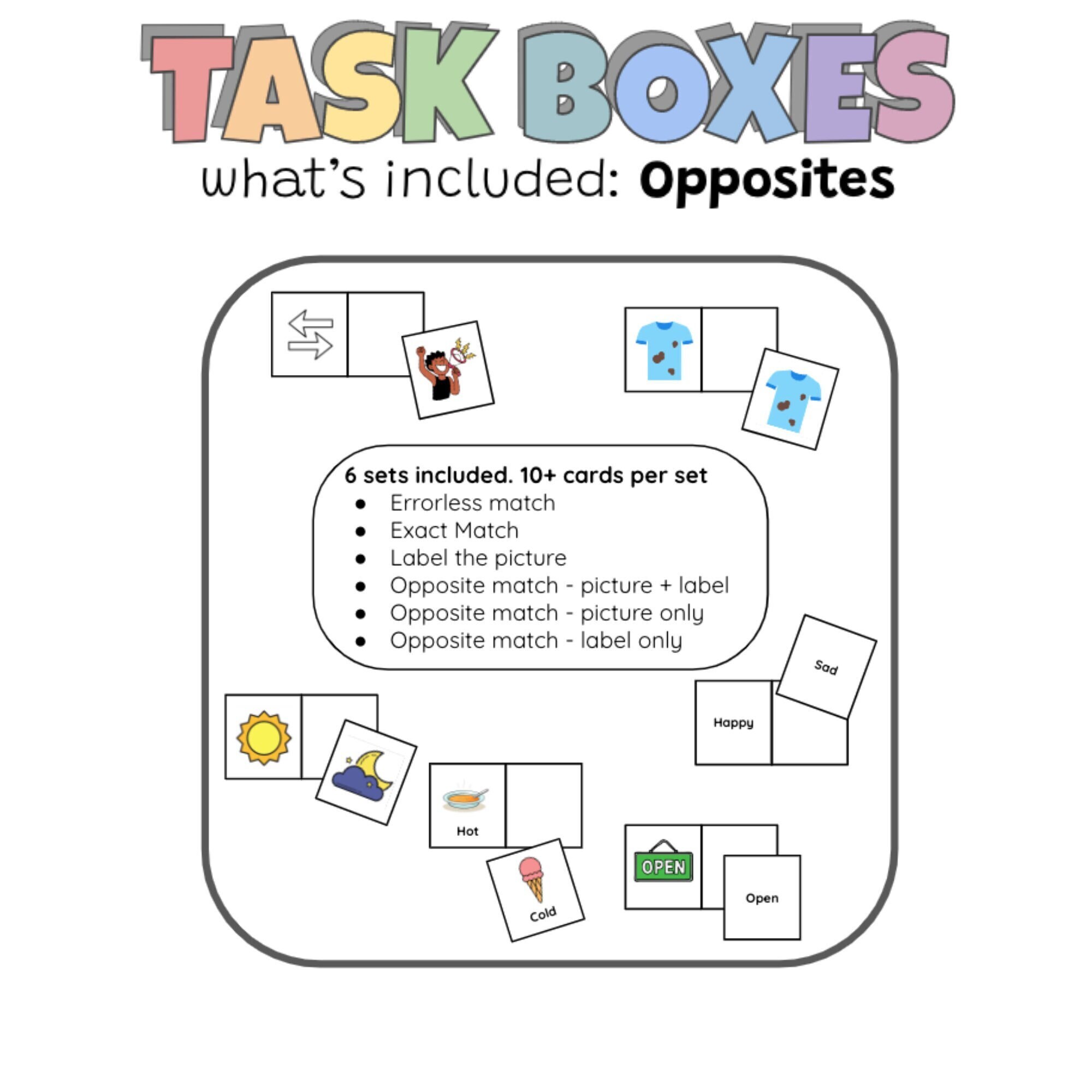 Opposites Task Box Activities - Etsy