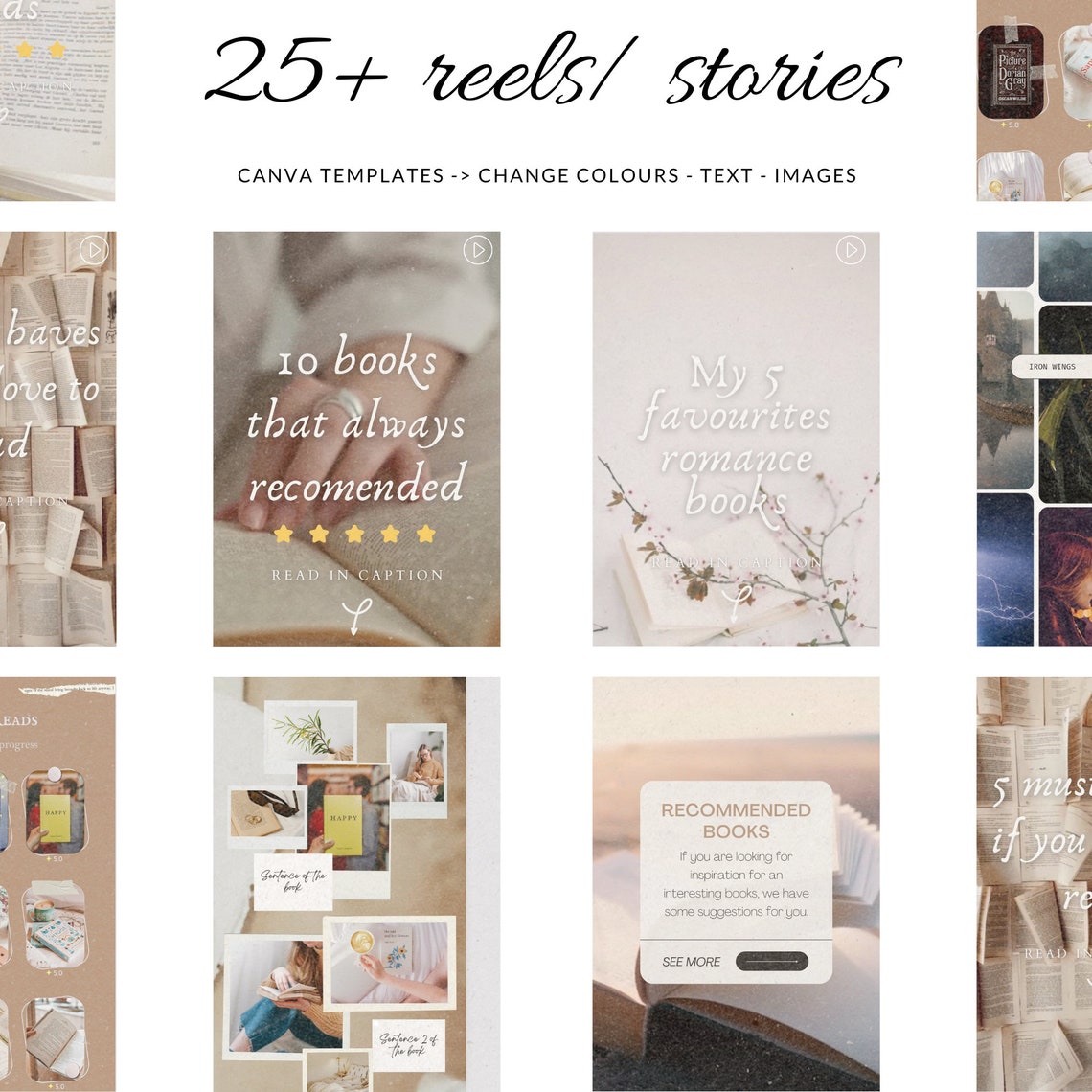 Book Pack Templates |bookstagram | Booktok | Canva Templates | Reel ...