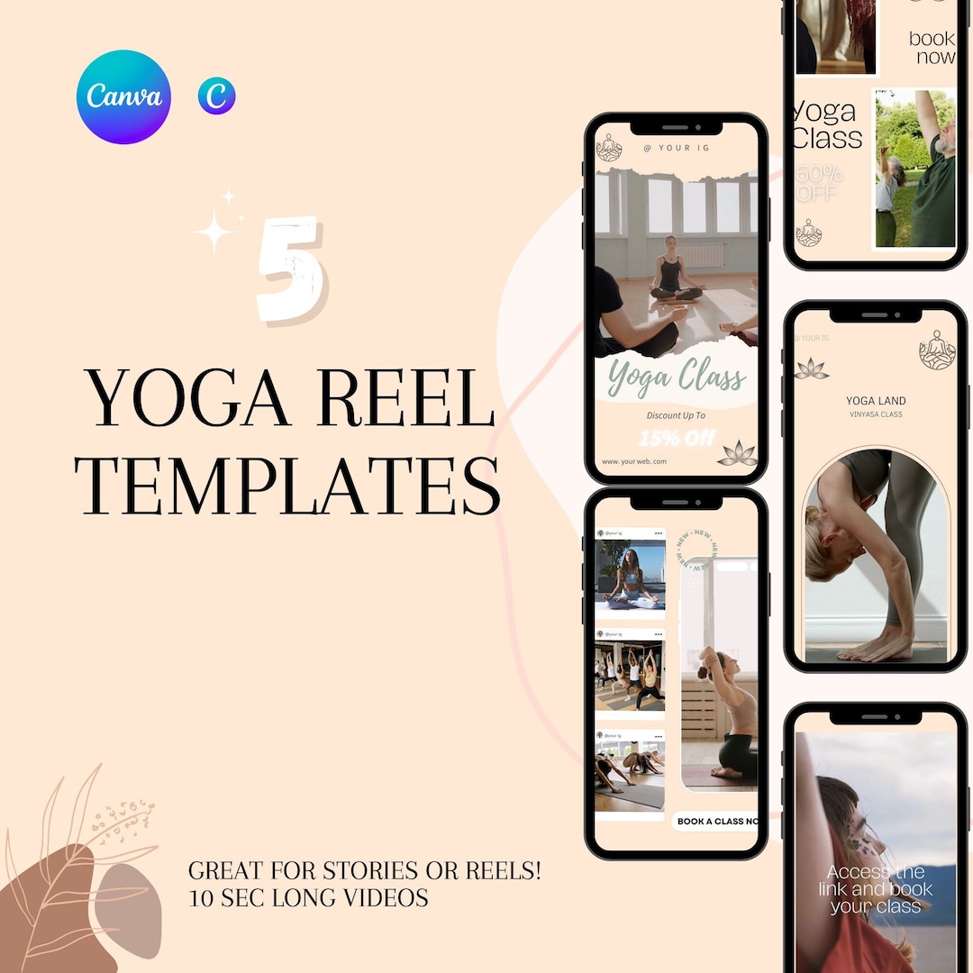 5 Instagram Video Reel Templates |yoga Reel | Canva Templates | Reel ...