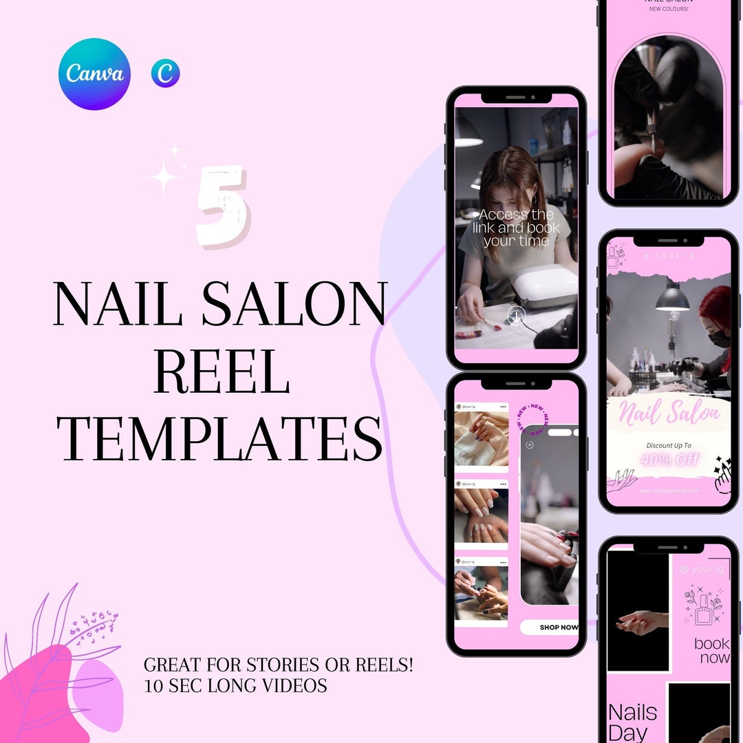5 Instagram Video Reel Templates |nails Salon Reel | Canva Templates ...
