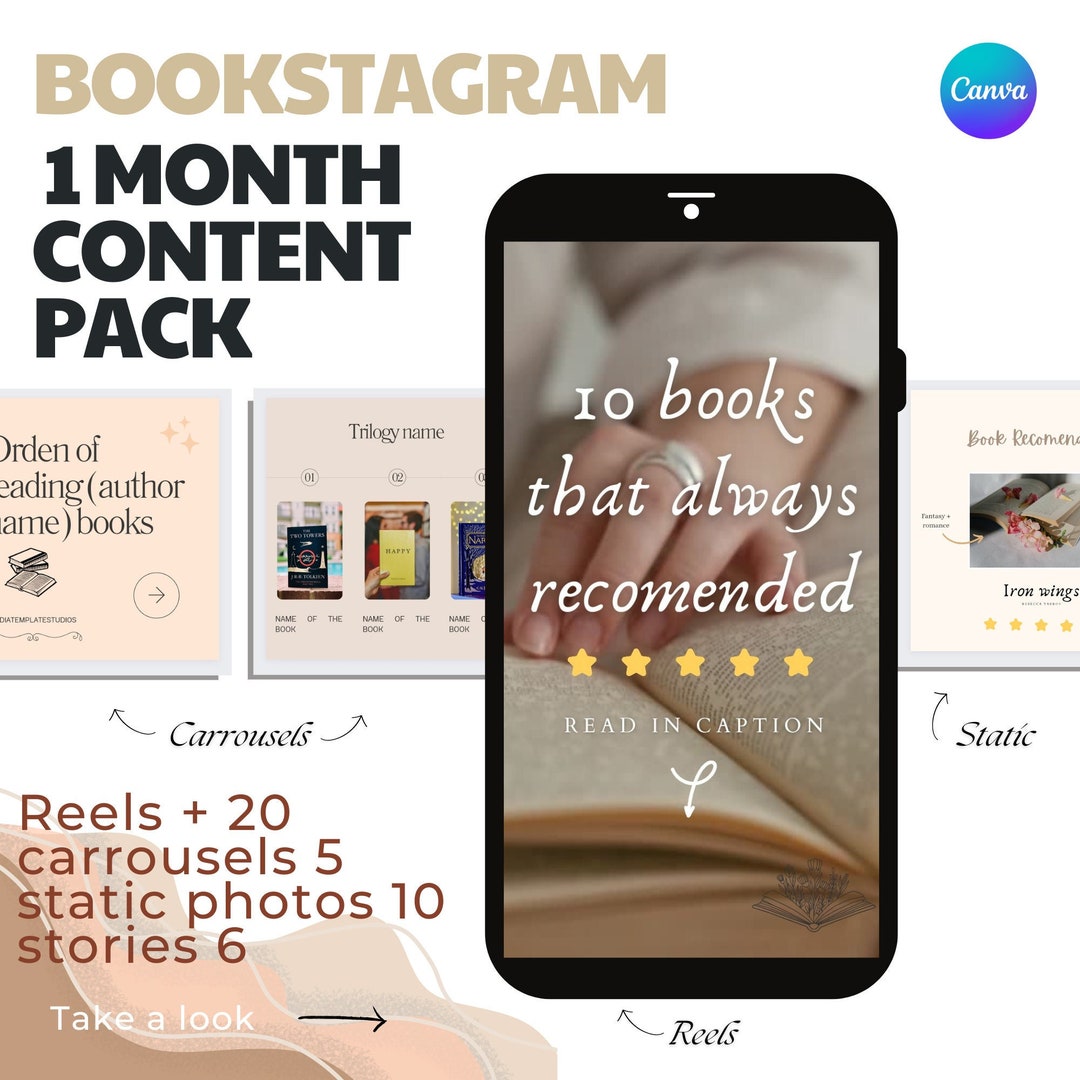 Book Pack Templates |bookstagram | Booktok | Canva Templates | Reel ...