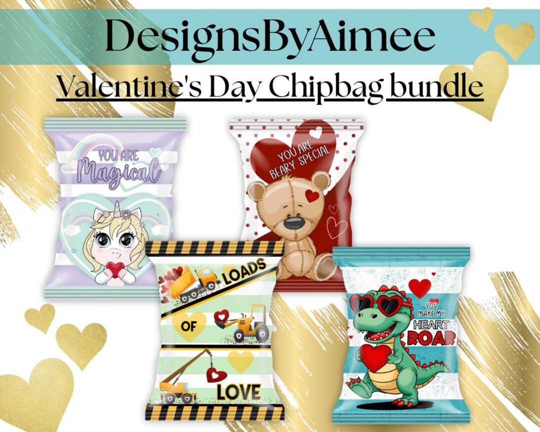 Valentine's Day Chip Bag Bundle | Printable Party Favors (instant ...