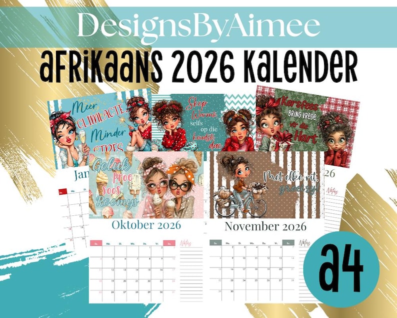 2026 Afrikaans Calendar | Monthly Calendar | Instant Download | A4 ...
