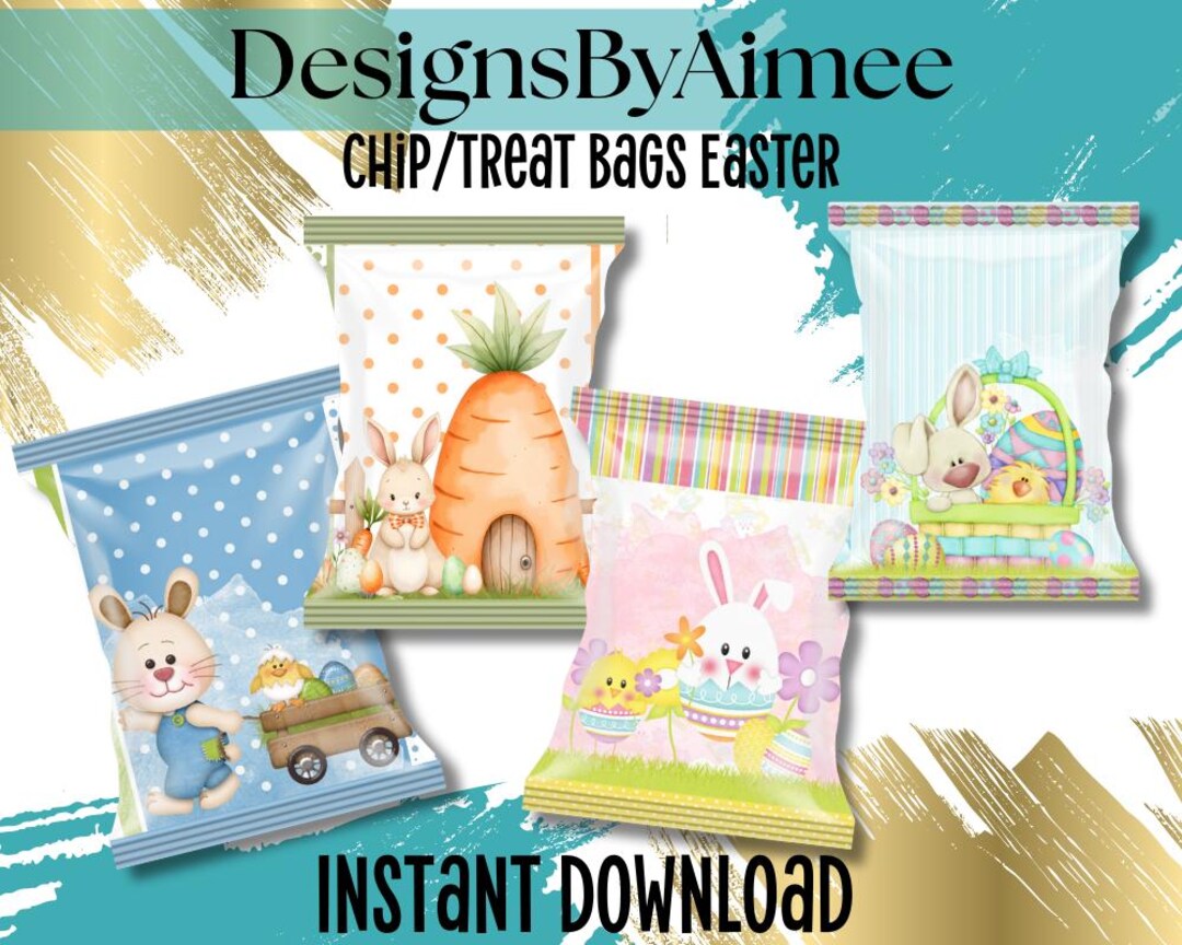 Easter Bunny Chick Treat Bags | Printable Chip Bag Favors (instant ...