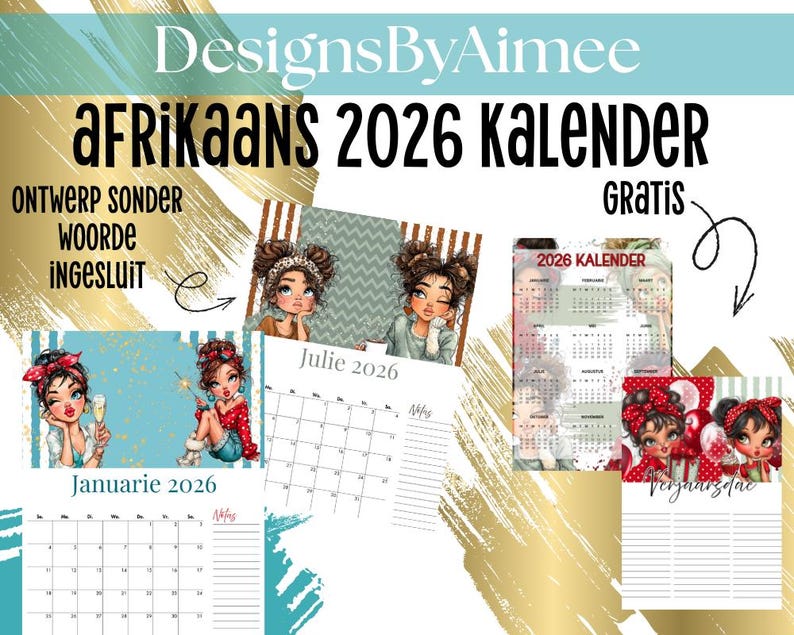 2026 Afrikaans Calendar | Monthly Calendar | Instant Download | A4 ...