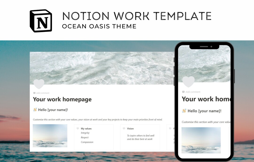 Ocean Oasis: Notion Work Template - Etsy