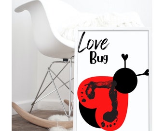 Little Love Bug Footprint Art, Valentines Day Footprints, Love Bug ...