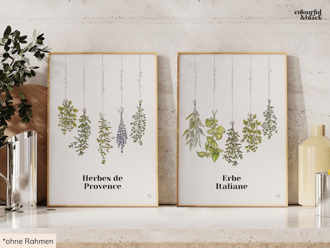 Poster Set Kitchen Herbs Herb Poster Set of 2 Art Prints - Etsy