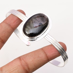 Hypersthene Cuff 925 Sterling Silver Bangle Hypersthene Gemstone ...