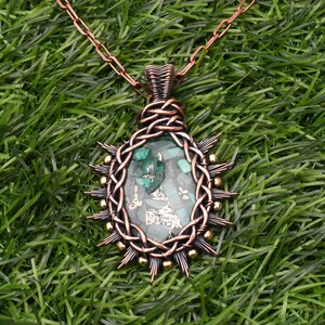 Spiny Malachite Pendant Copper Wire Wrapped Handmade Pendant Necklace ...