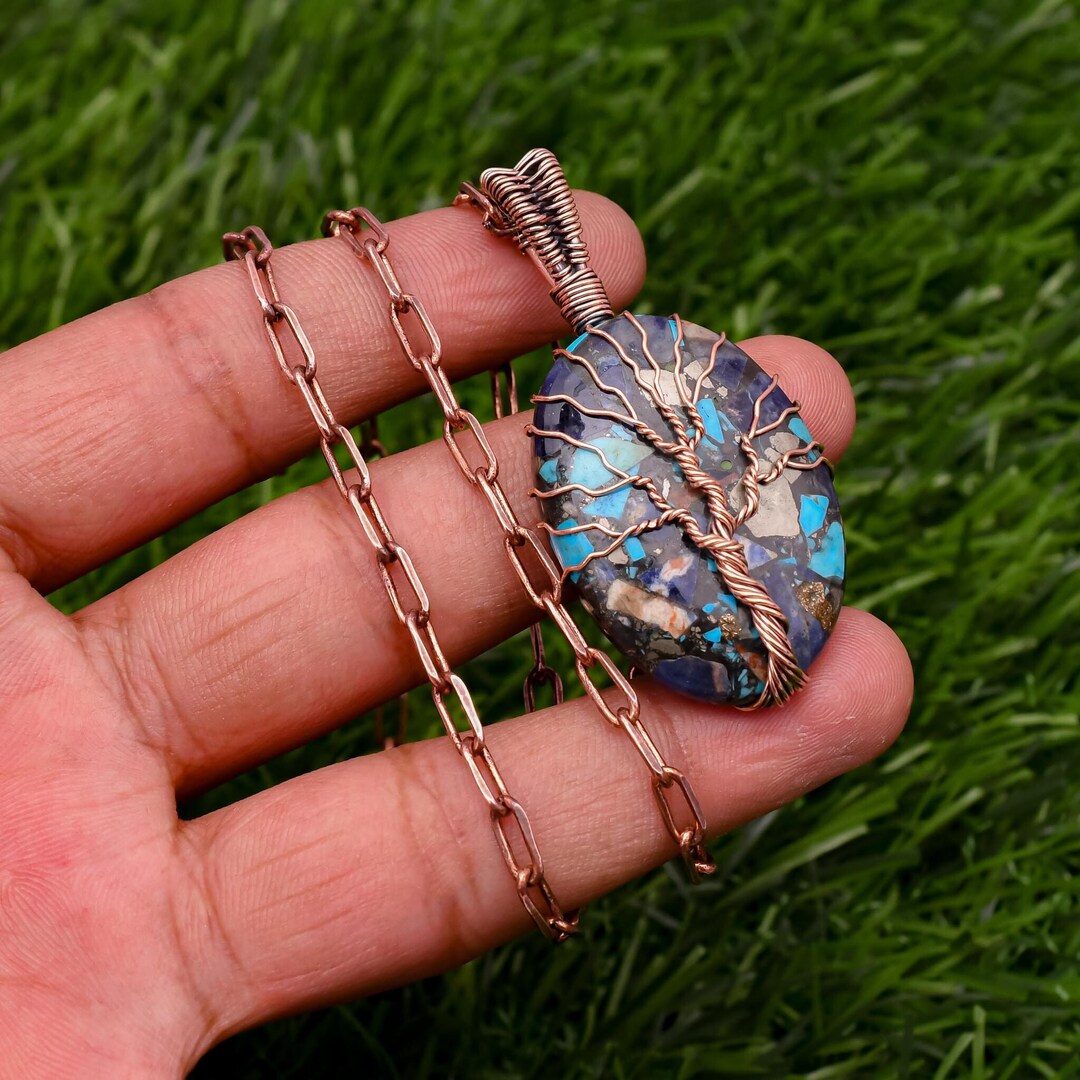 Spiny Sodalite Pendant Copper Wire Wrapped Handmade Pendant Necklace ...