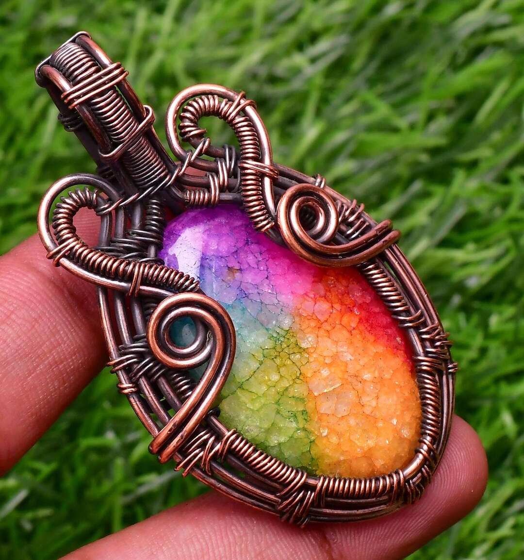 Solar Quartz Pendant Copper Wire Wrapped Handmade Pendant Necklace ...