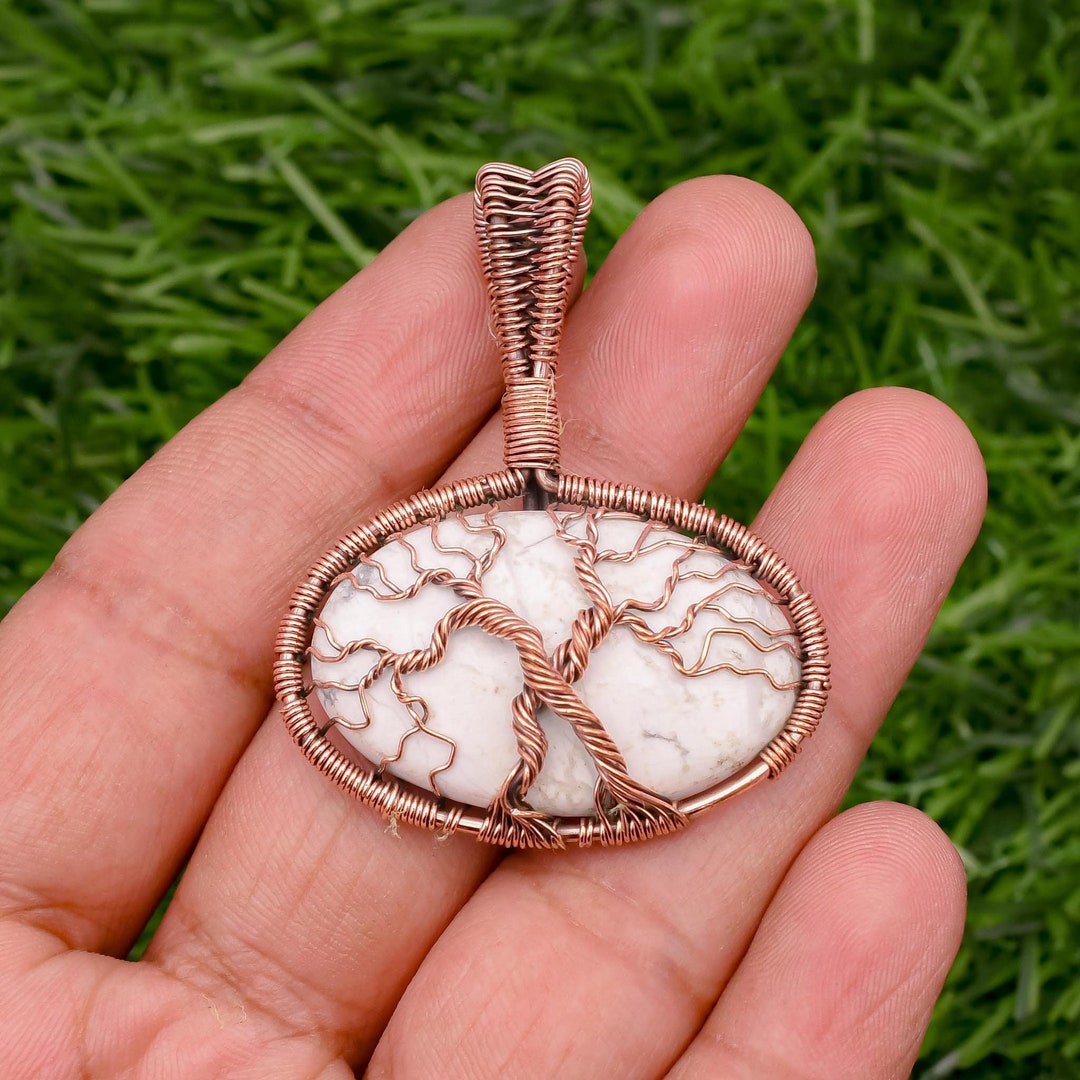 Howlite Pendant Howlite Wire Wrapped Pendant Howlite Tree of Life ...