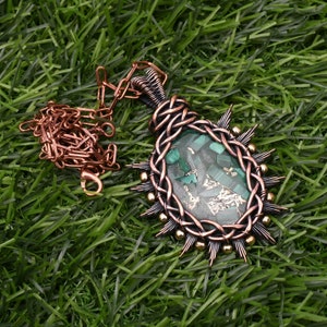 Spiny Malachite Pendant Copper Wire Wrapped Handmade Pendant Necklace ...