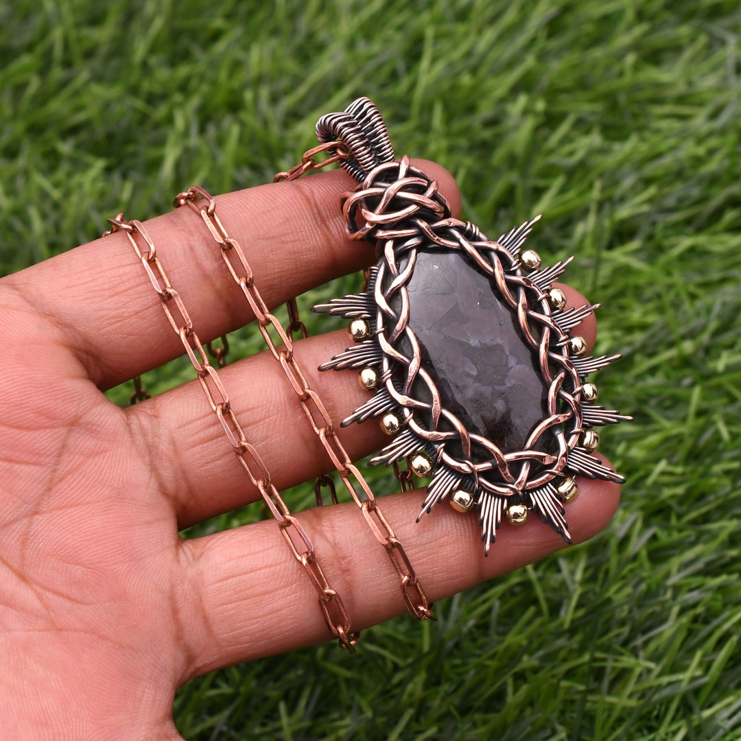 Mystic Merlinite Pendant Copper Wire Wrapped Handmade Pendant Necklace ...