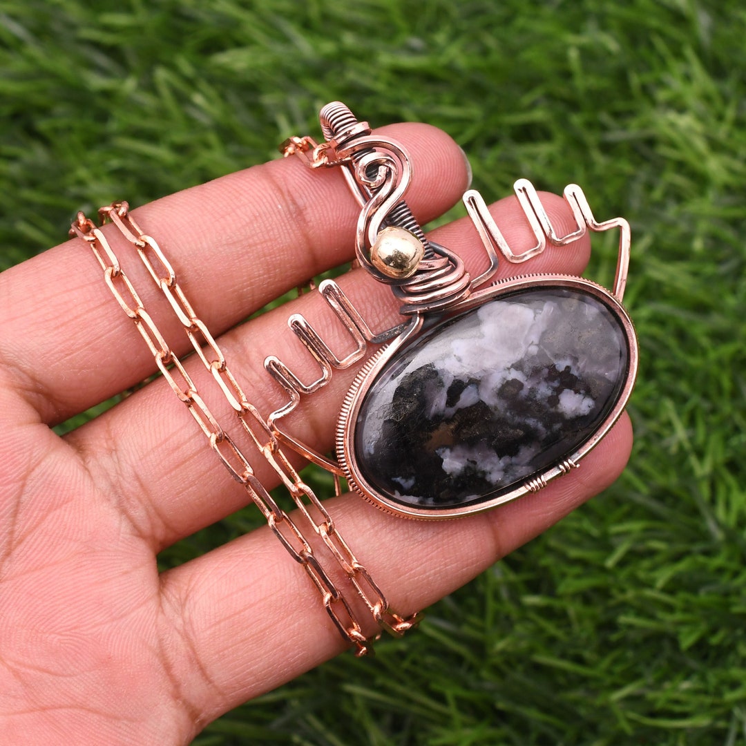 Mystic Merlinite Pendant: Handmade Copper Wire Wrapped Necklace - Etsy