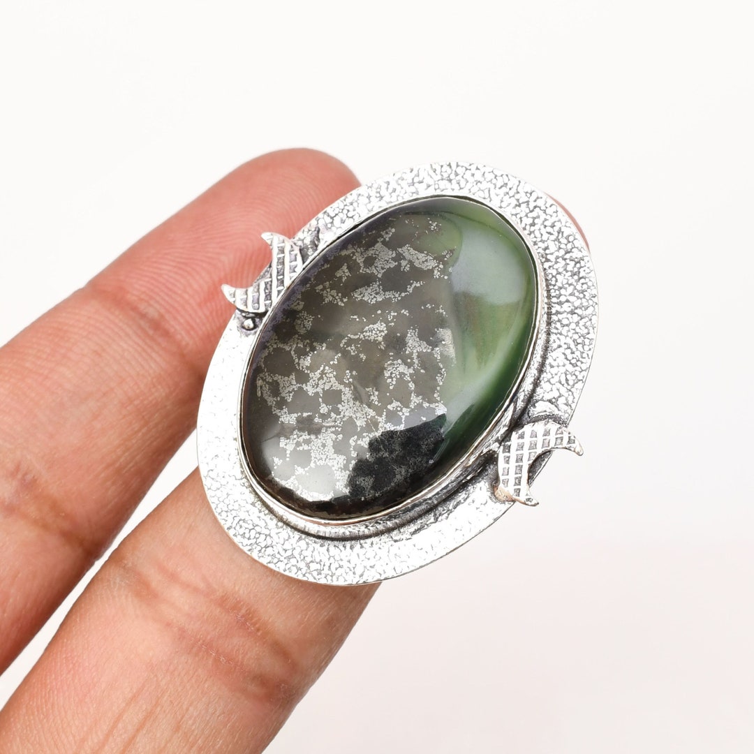 Serpentine Moon Phase Ring Serpentine 925 Sterling Silver Ring ...