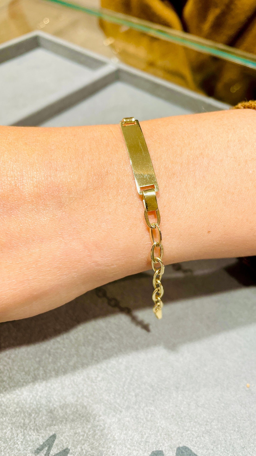 14k Solid Gold Bracelet Personalized, Custom ID Bracelet, Customized ...