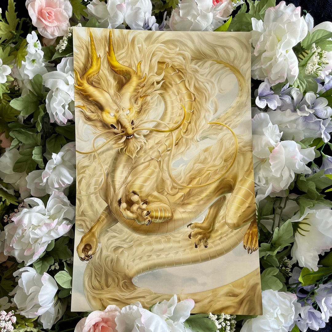 Gold Dragon - Fantasy Illustration - 11 X 17 Art Print - Etsy