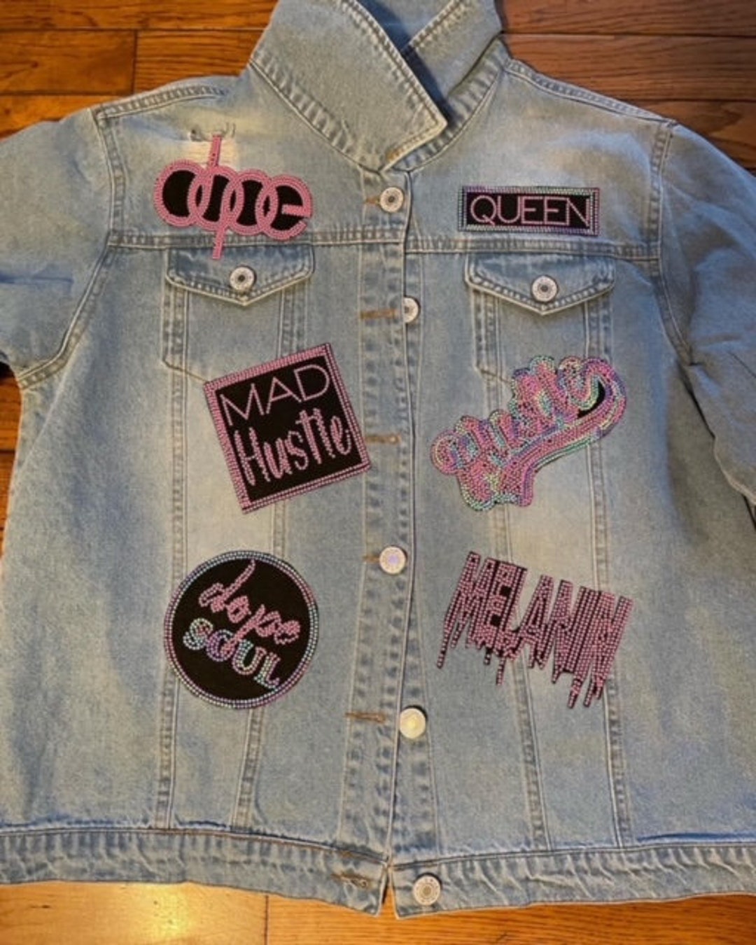 Hustle Queen Bling Patches Jean Jacket - Etsy