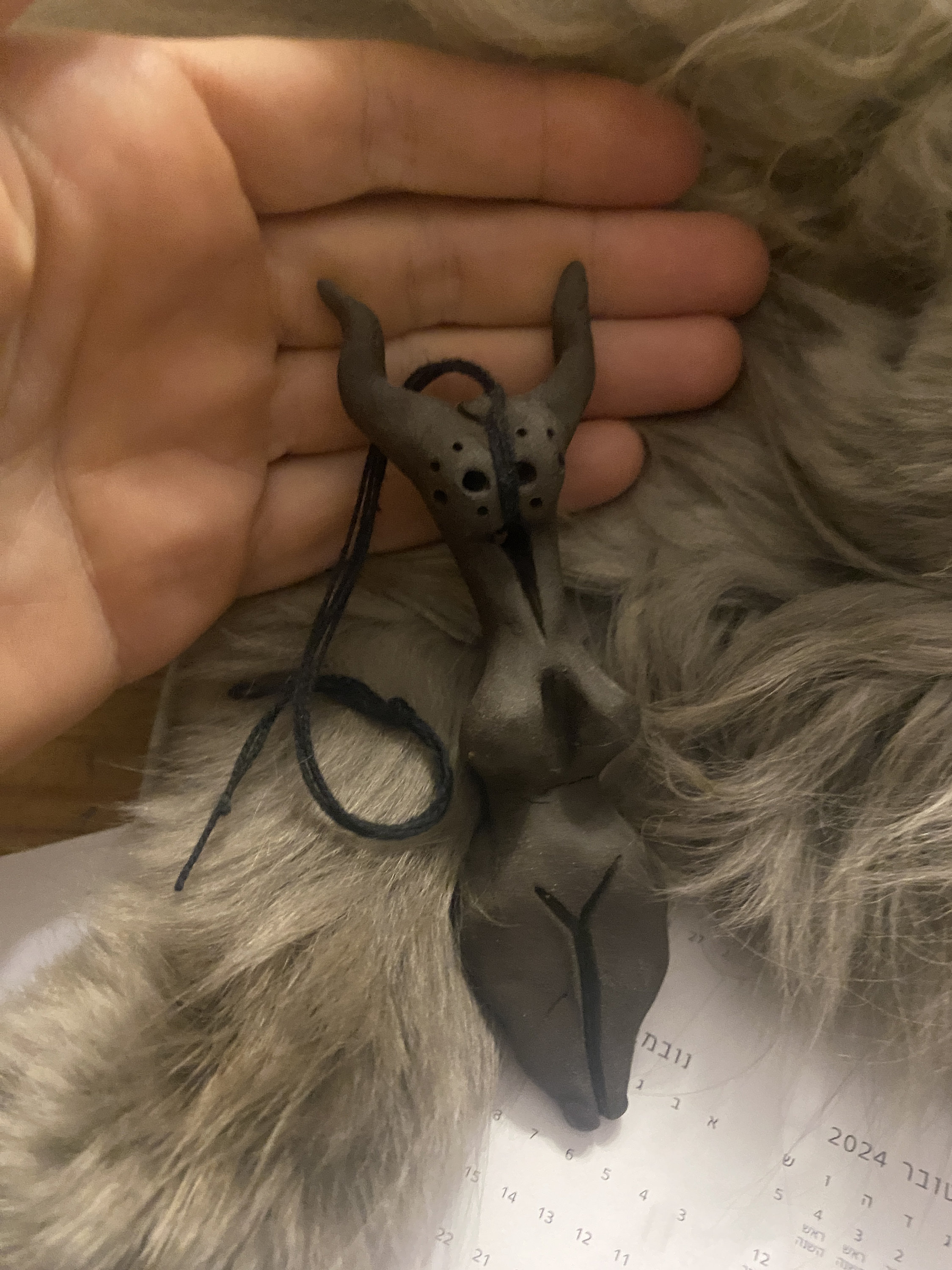 Horned Goddess Idol - Natural Black Clay Handmade Altar Tool - Feminine ...