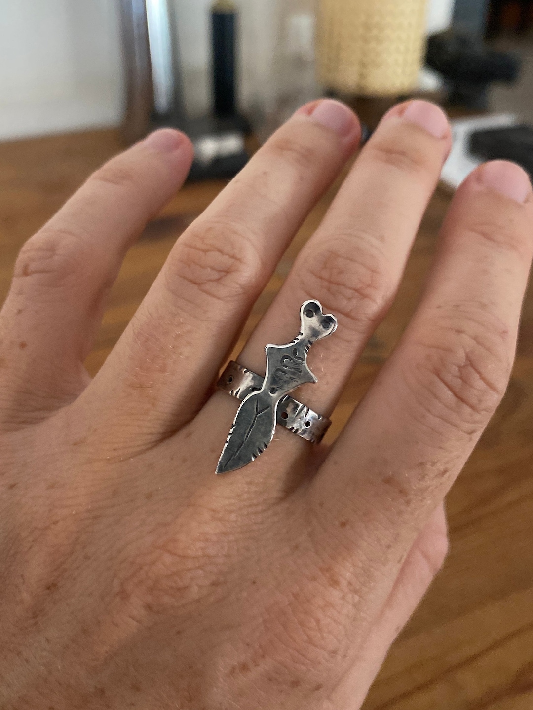 Trypillian Goddess Figure Statement Ring Sterling Silver, Airflow Band ...