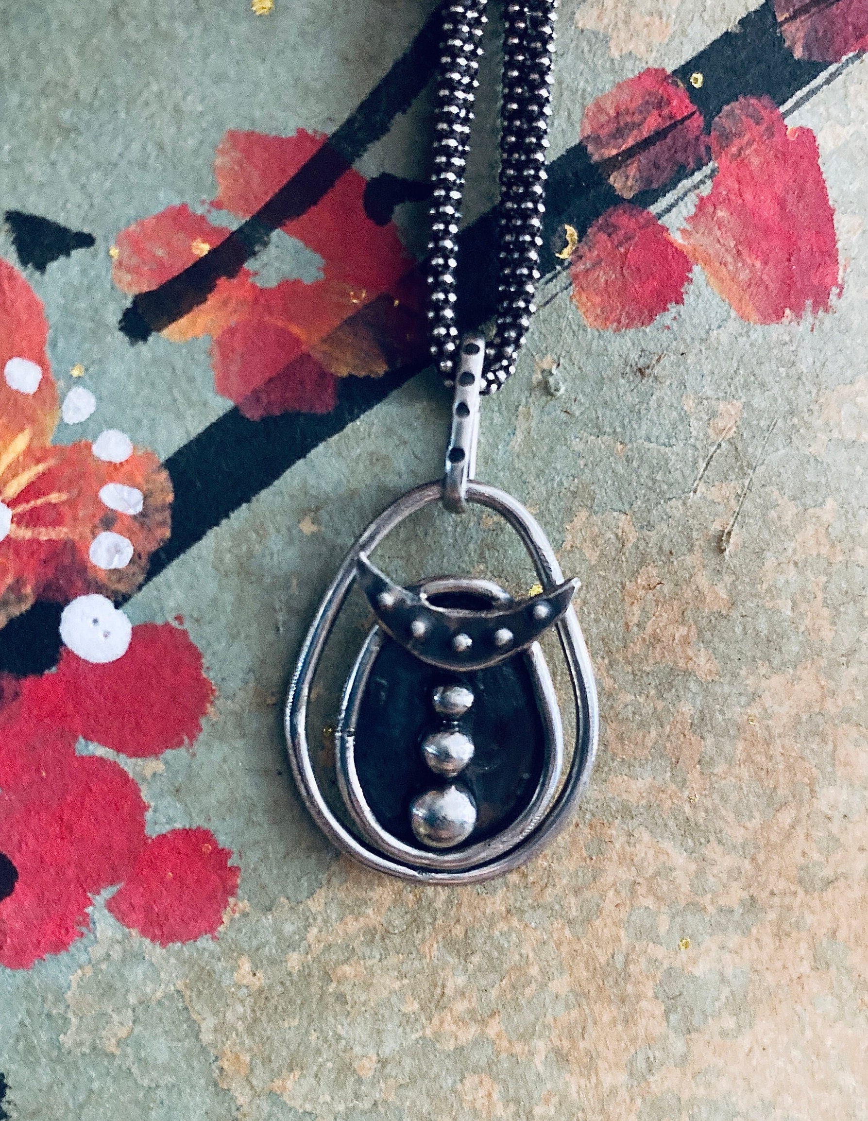 Crescent Moon Sacred Eggs Fertility Pendant Magical Silver Amulet ...