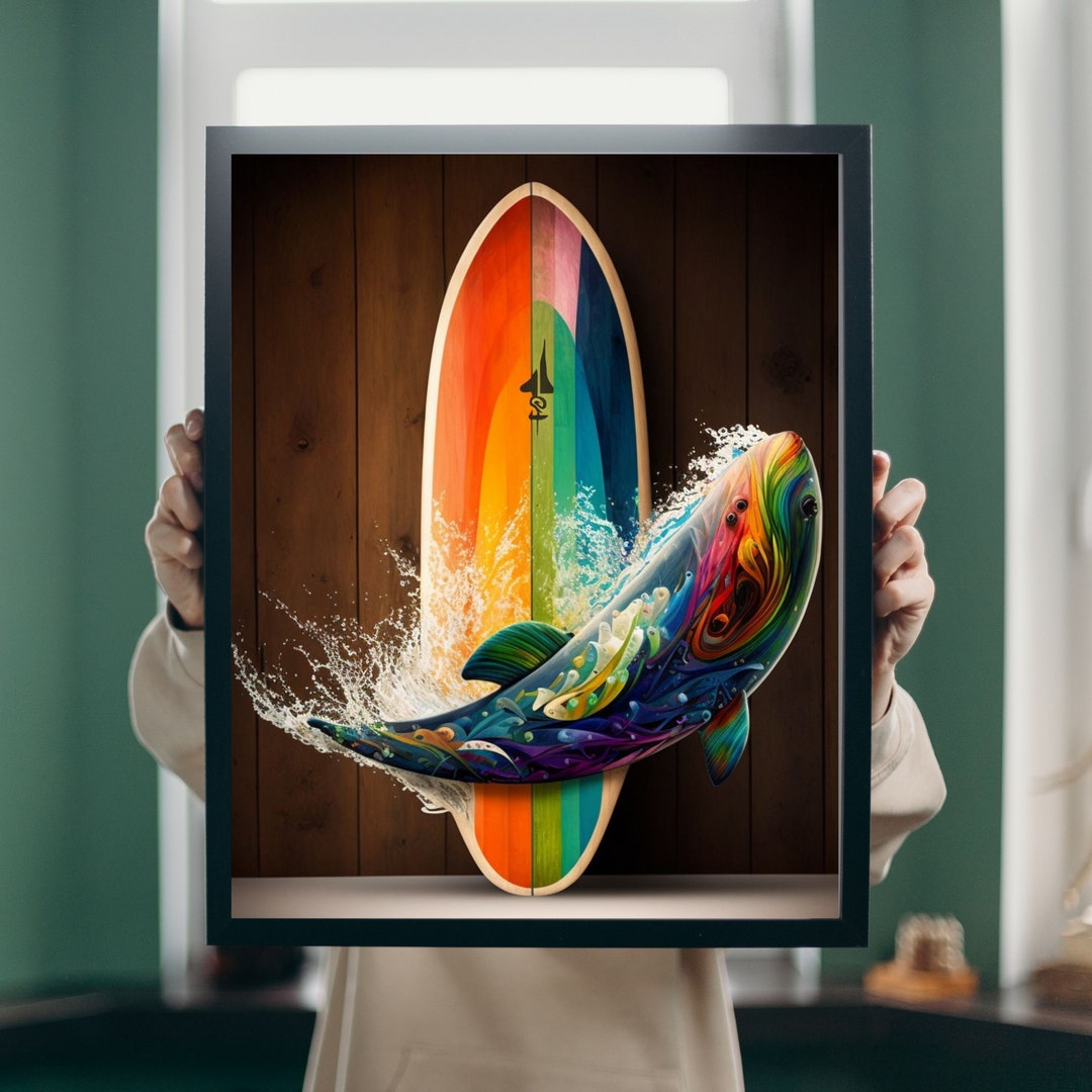 Colorful Surfboard Wall Art 6 Ft Original, Painted Surfboard Wall Art ...