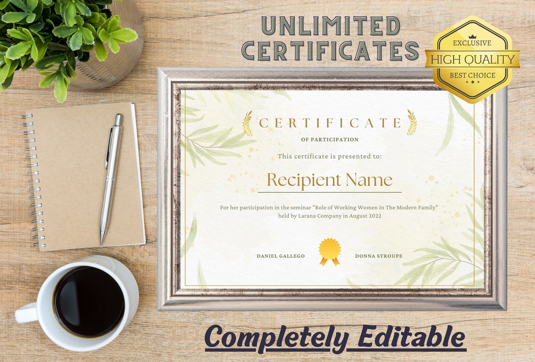 Custom Certificate Template, Job Accomplishment, Graduation (canva ...