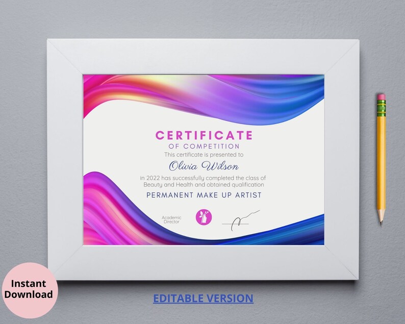 Editable Certificate of Competition Certificate of - Etsy
